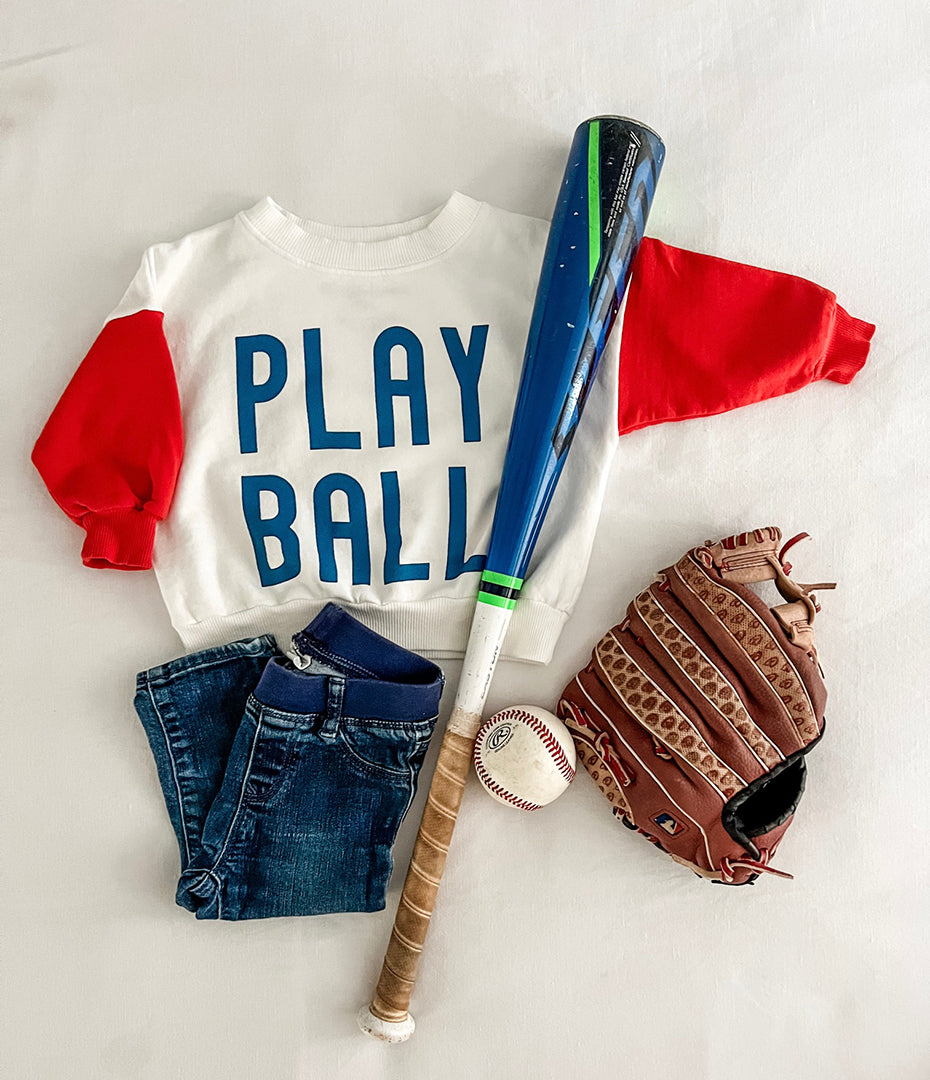 Play Ball Sweatshirt Red/Blue kids – Brokedown Clothing
