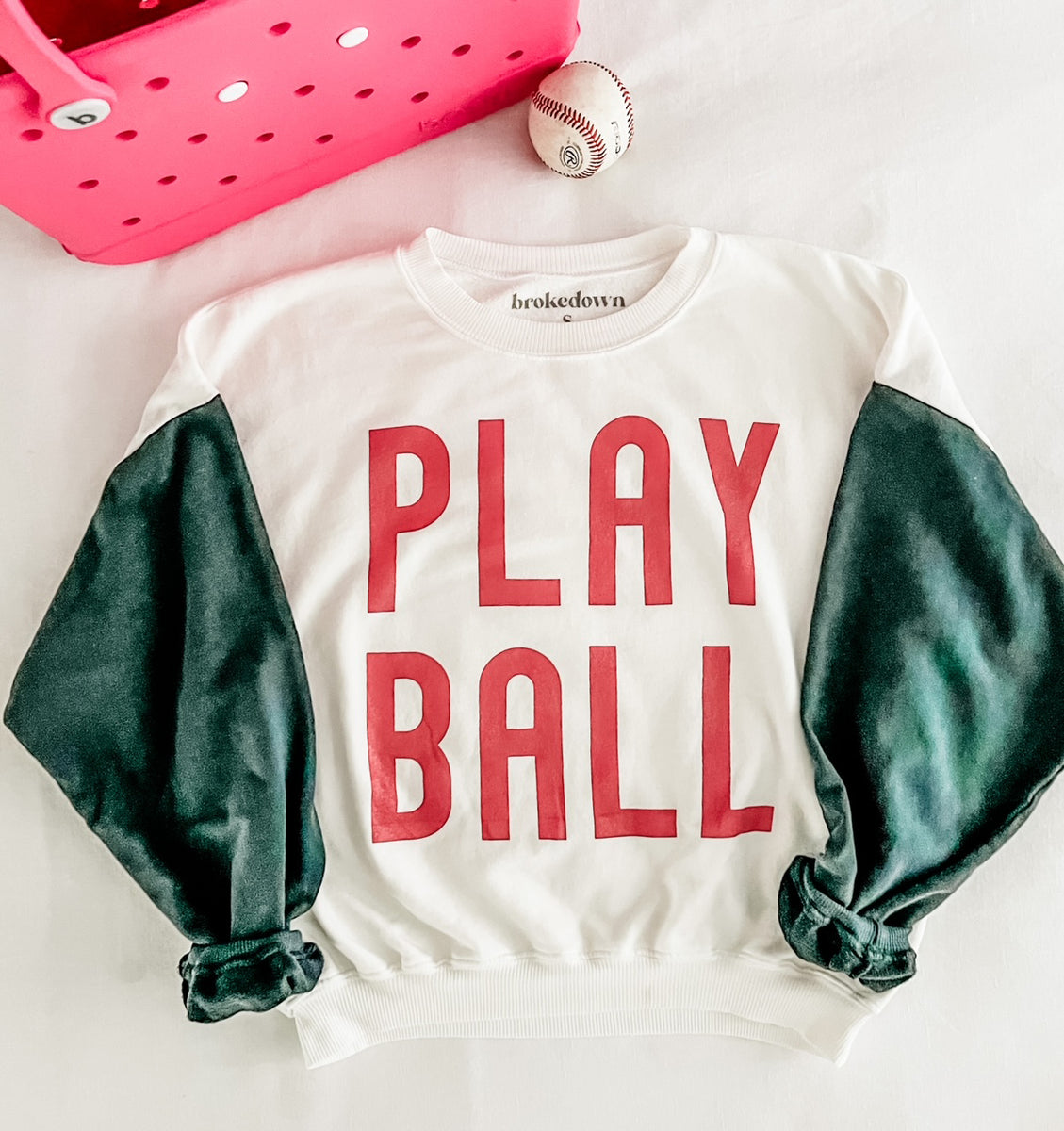 Play Ball Sweatshirt in White/Pirate kids – Brokedown Clothing